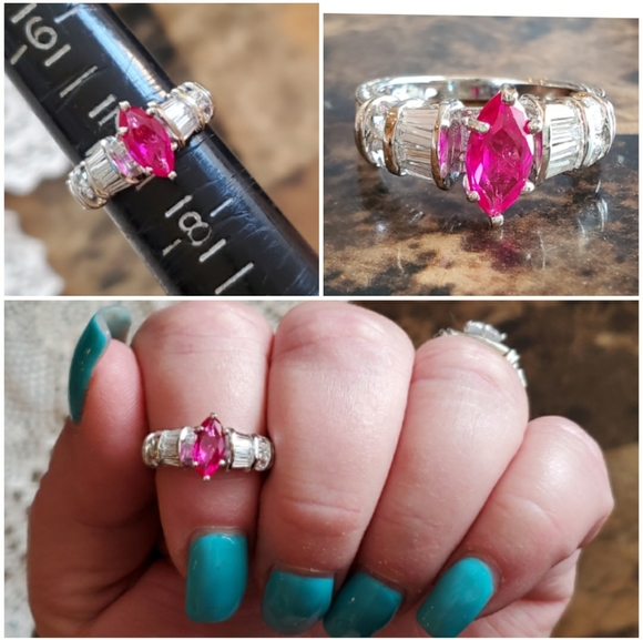 Jewelry | Genuine 3ct Ruby White Sapphire Ring Size 7 | Poshmark